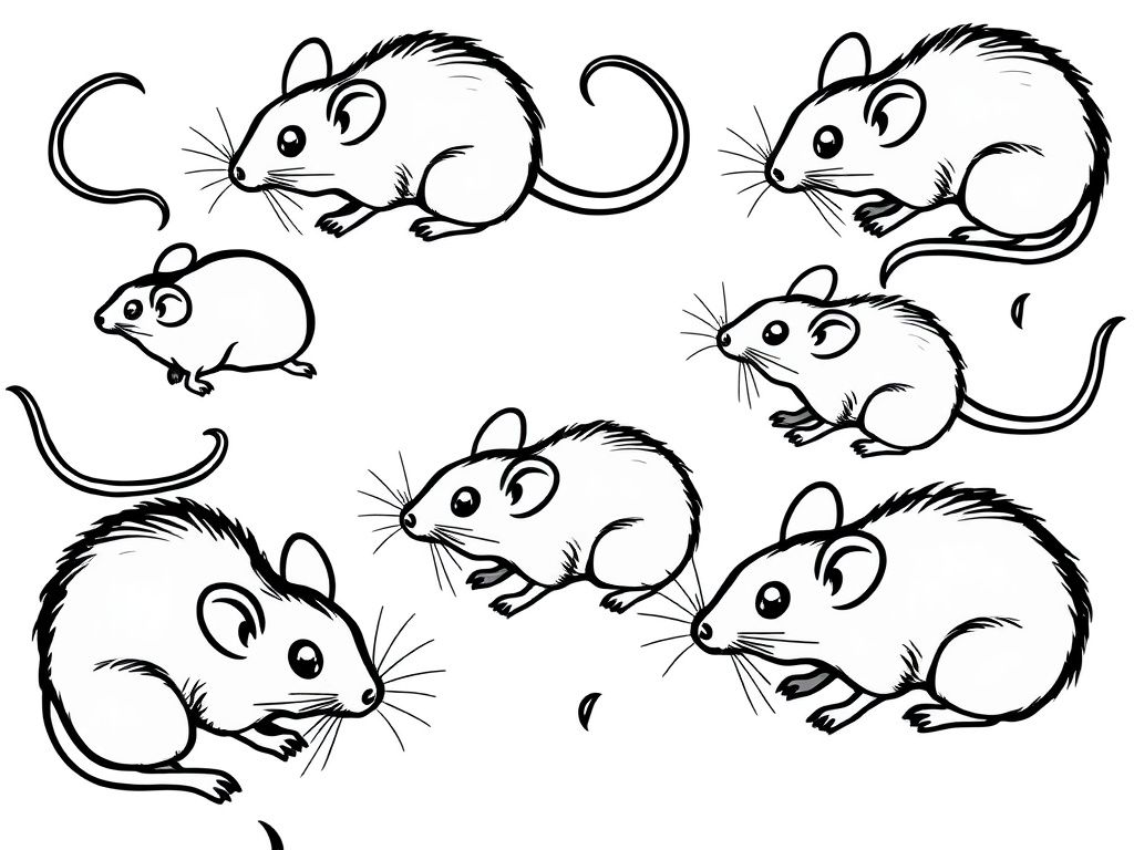 Mice Coloring Pages - Free Printable | ColoringsAI