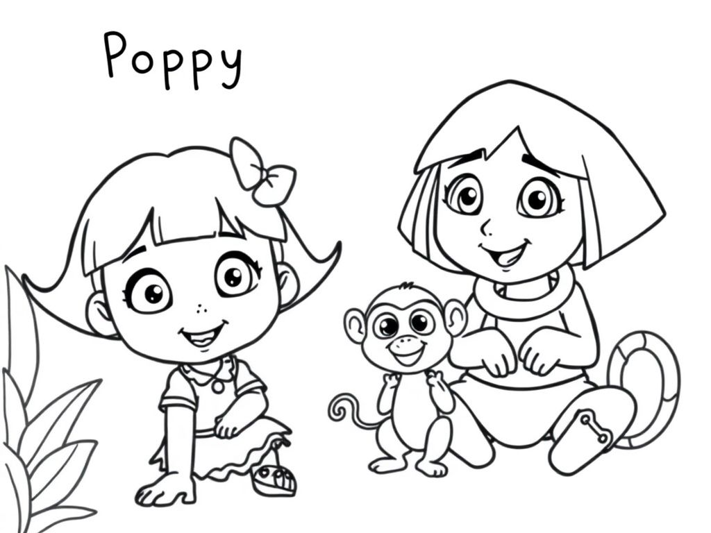 Elsa and Bluey Friends Coloring Page - Free Printable Coloring Page