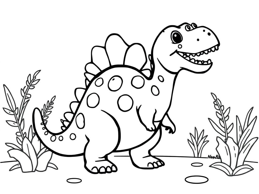 Spinosaur Dinosaur Coloring Page - Free Printable Coloring Page