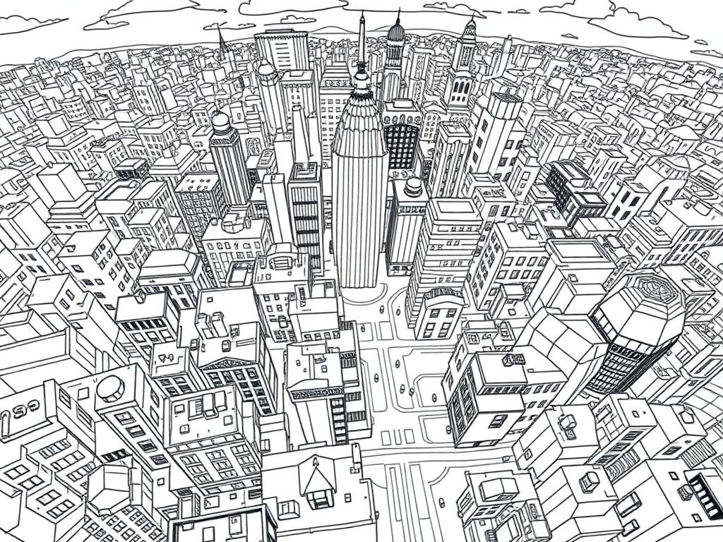 City Coloring Page - Free Printable Coloring Page