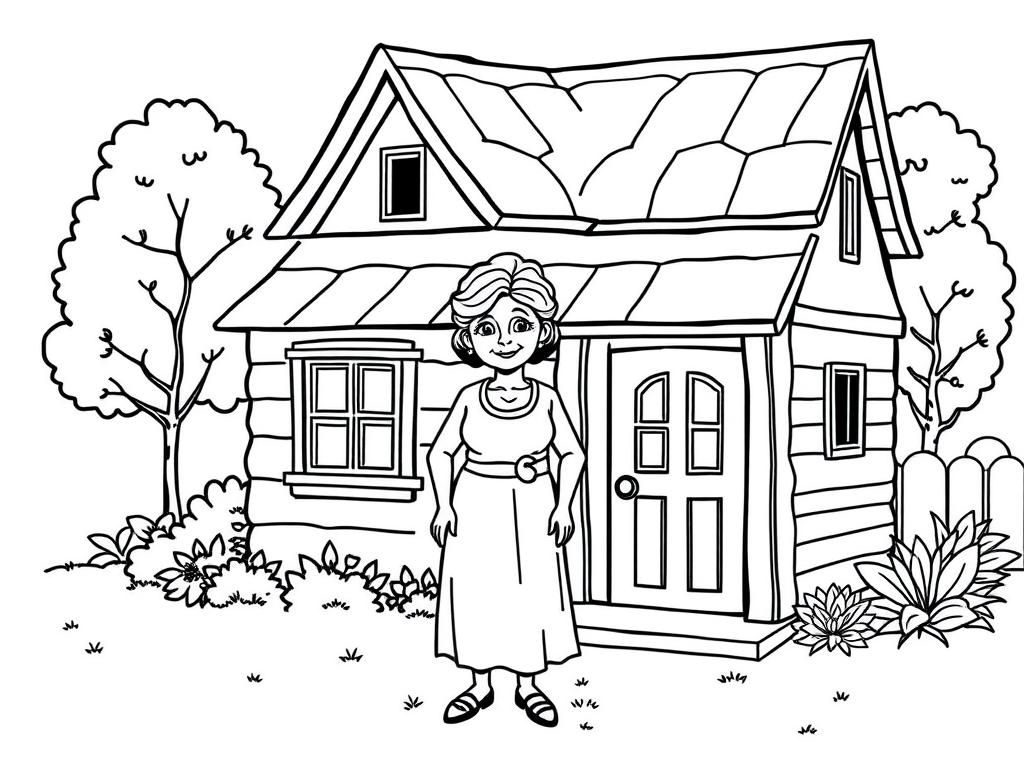 House Coloring Page for Kids - Free Printable Coloring Page