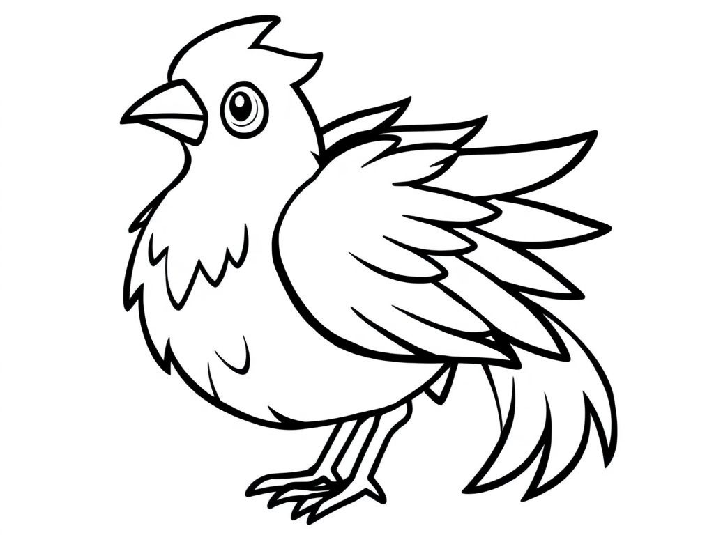 Cute Bird Sitting on Branch Coloring Page - Free Printable Coloring Page
