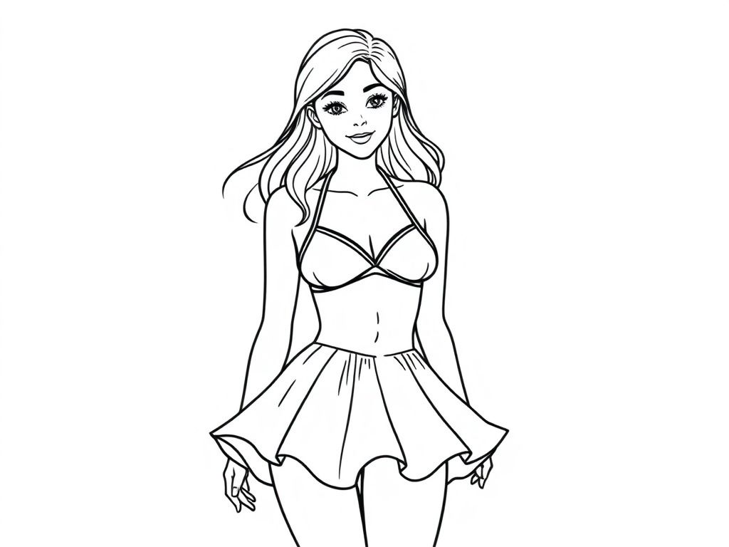 Bikini Woman Coloring Page - Free Printable Coloring Page