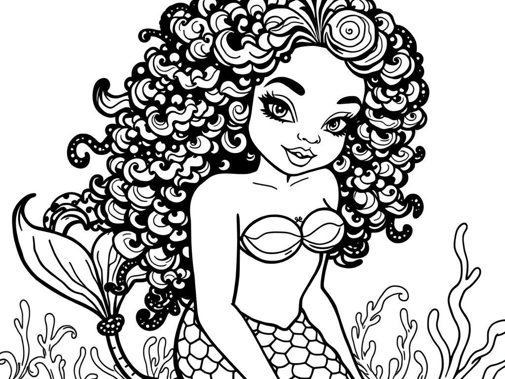 Mermaid Princess Coloring Page - Free Printable Coloring Page