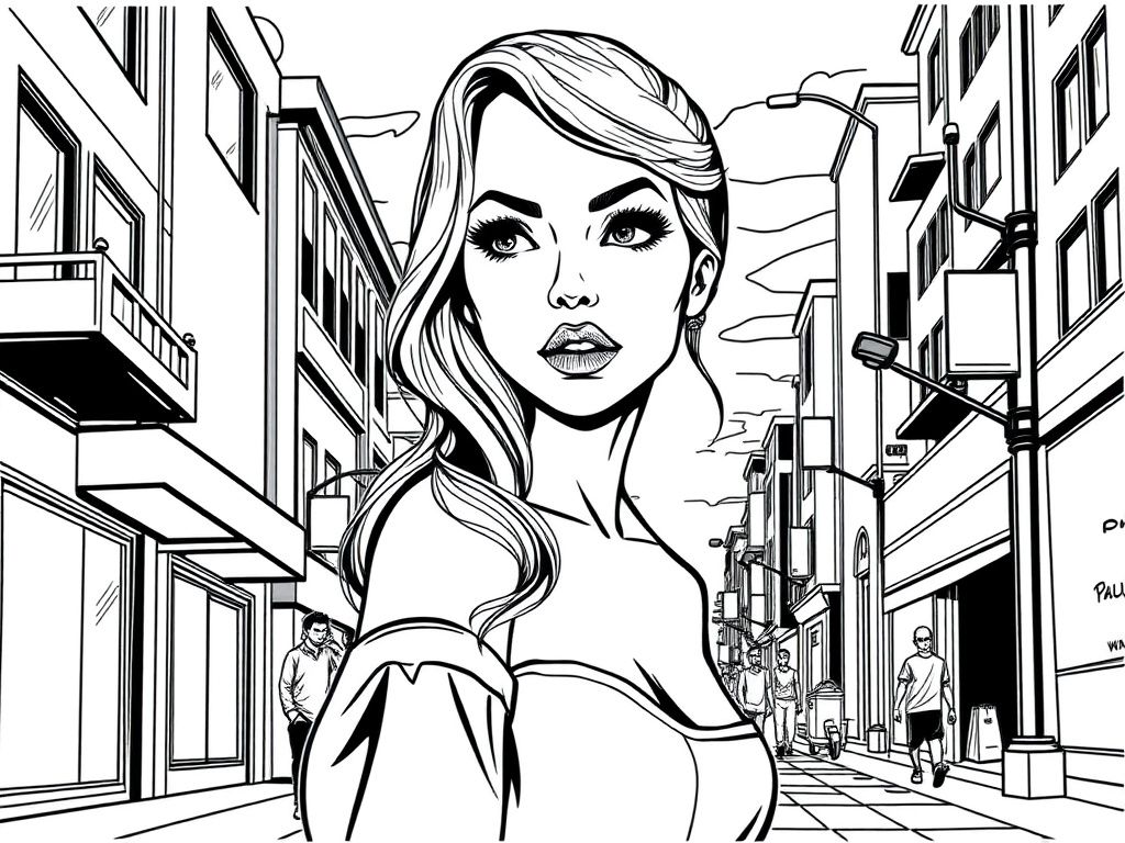 City Woman Coloring Page - Free Printable Coloring Page