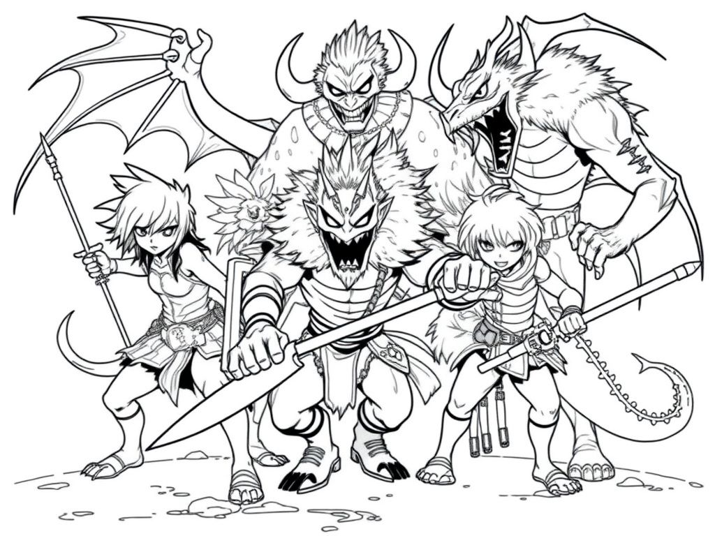 Fantasy Creatures Coloring Page - Free Printable Coloring Page