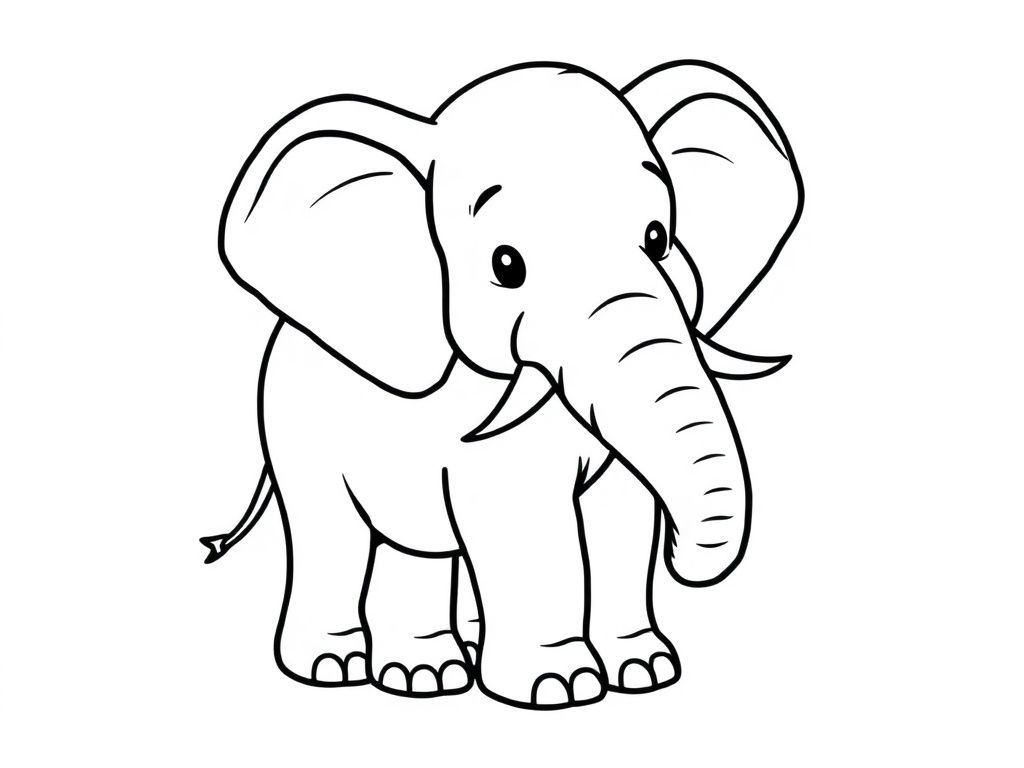 Cute Elephant Coloring Page - Free Printable Coloring Page