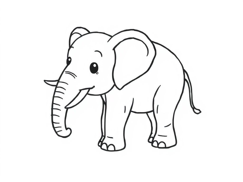 Cute Elephant Coloring Page - Free Printable Coloring Page