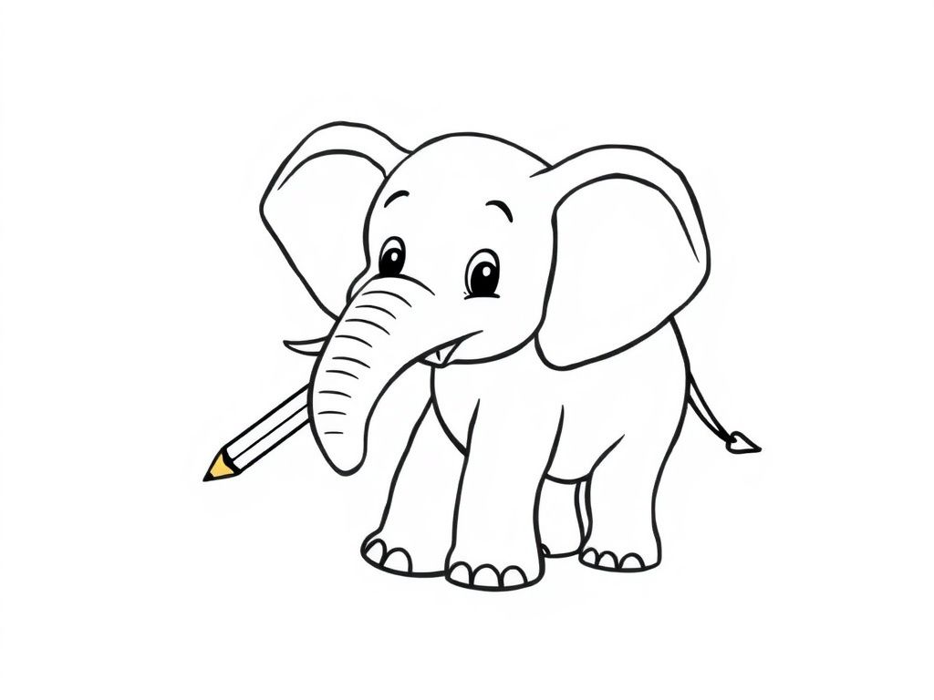 Cute Elephant Coloring Page - Free Printable Coloring Page