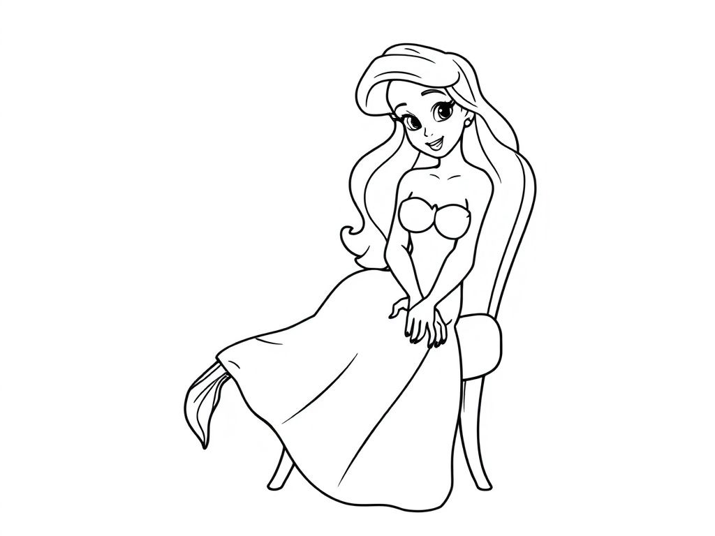 Princess Sitting on Throne Coloring Page - Free Printable Coloring Page