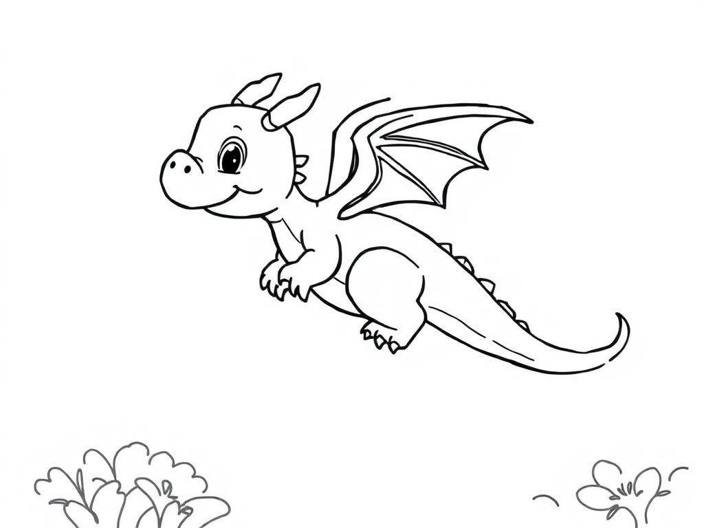 Cute Dragon Coloring Page - Free Printable Coloring Page