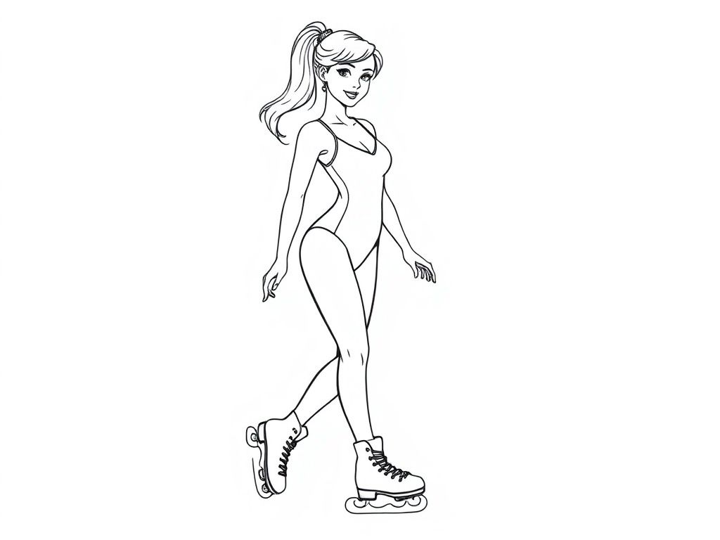 Ice Skating Girl Coloring Page - Free Printable Coloring Page