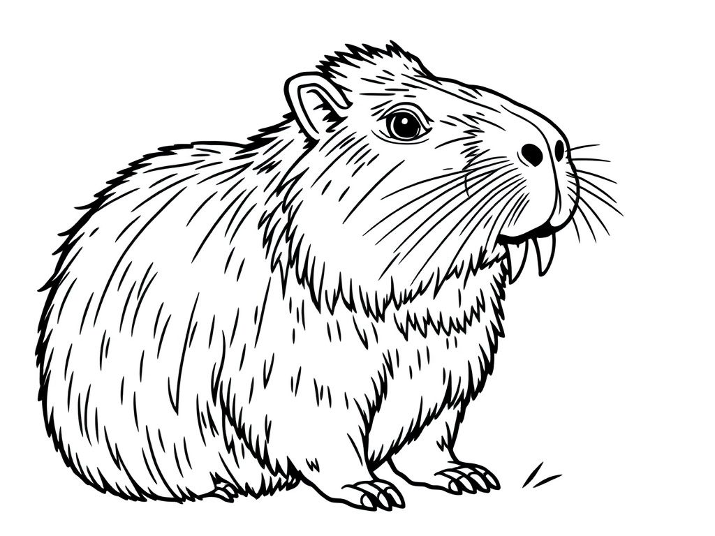 Guinea Pigs with Coffee Coloring Page - Free Printable Coloring Page