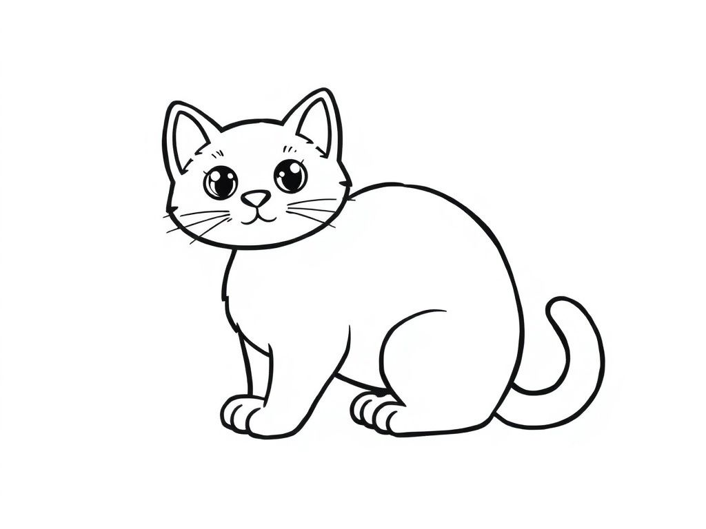 Cute Cat Coloring Page - Free Printable Coloring Page