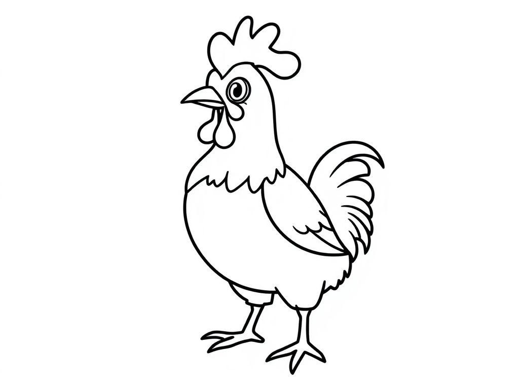 Cute Chicken Coloring Page - Free Printable Coloring Page