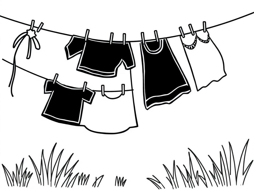 Laundry Day Coloring Page - Free Printable Coloring Page
