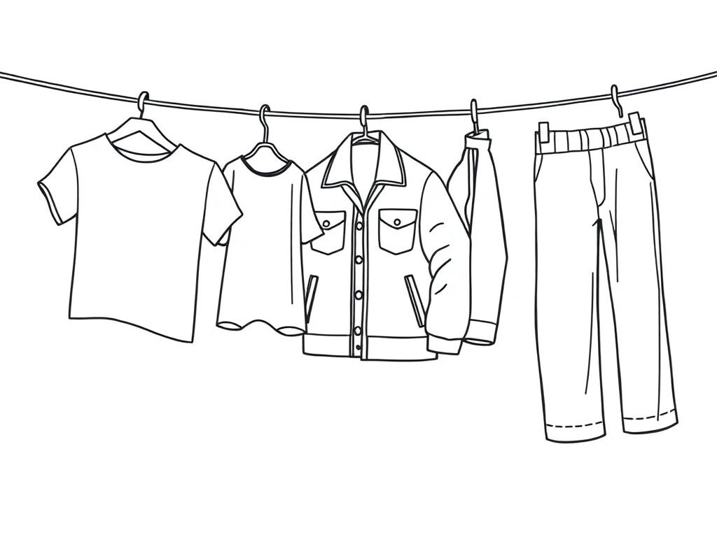 Clothes Hanging Coloring Page - Free Printable Coloring Page