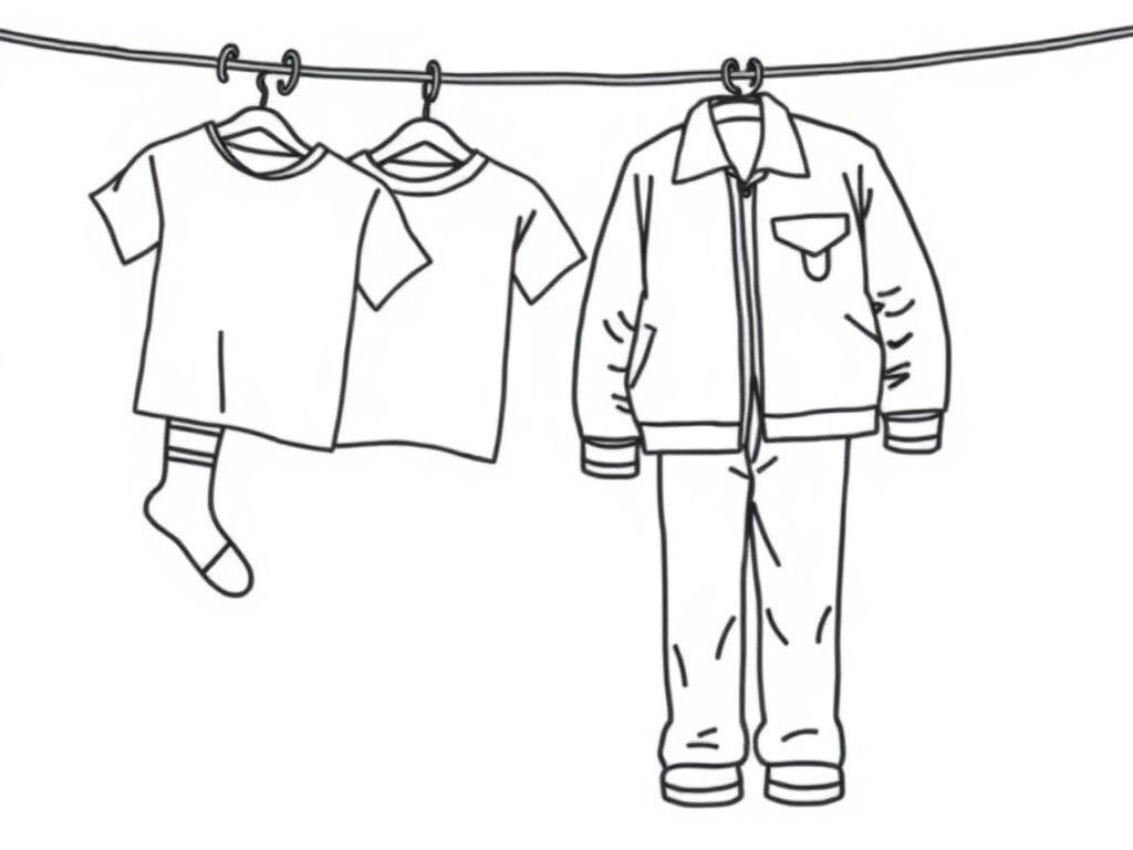Clothes Hanging on a Line Coloring Page - Free Printable Coloring Page