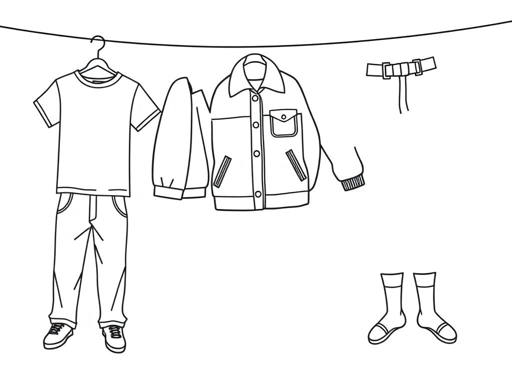 Clothing Laying on Bed Coloring Page - Free Printable Coloring Page