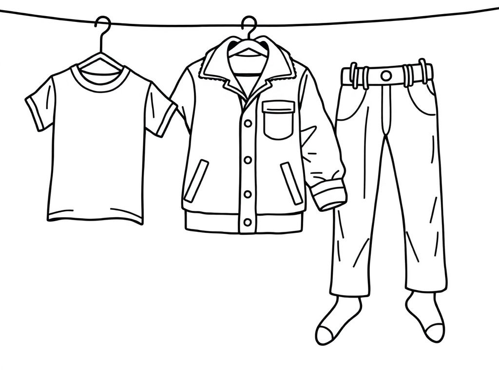 Clothes Hanging Coloring Page - Free Printable Coloring Page