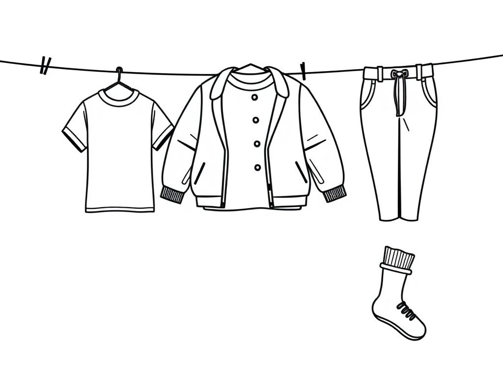 Clothes Hanging Coloring Page - Free Printable Coloring Page