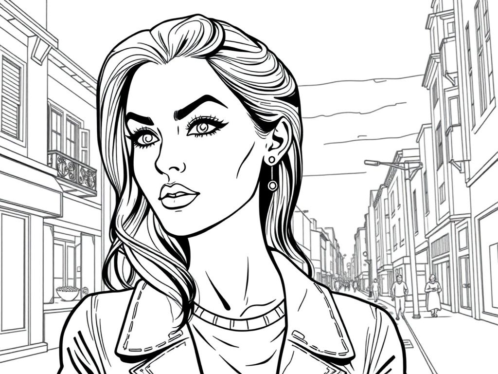 City Woman Coloring Page - Free Printable Coloring Page