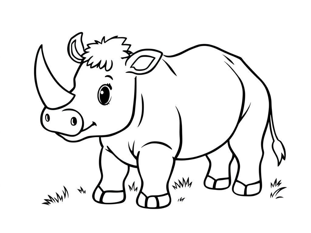 Rhino Coloring Page for Kids - Free Printable Coloring Page