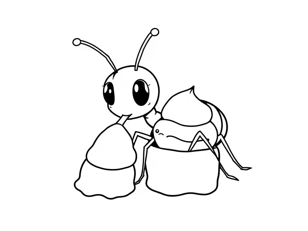 Cute Ant Friends Coloring Page - Free Printable Coloring Page