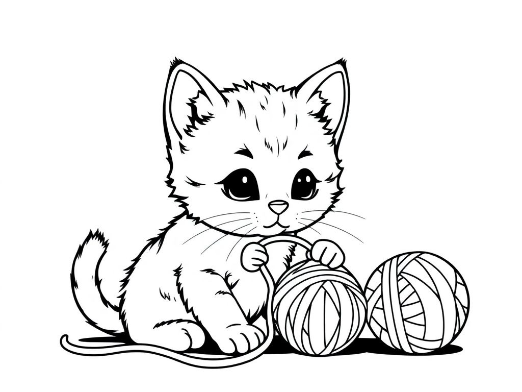 Cute Kitten Coloring Page - Free Printable Coloring Page
