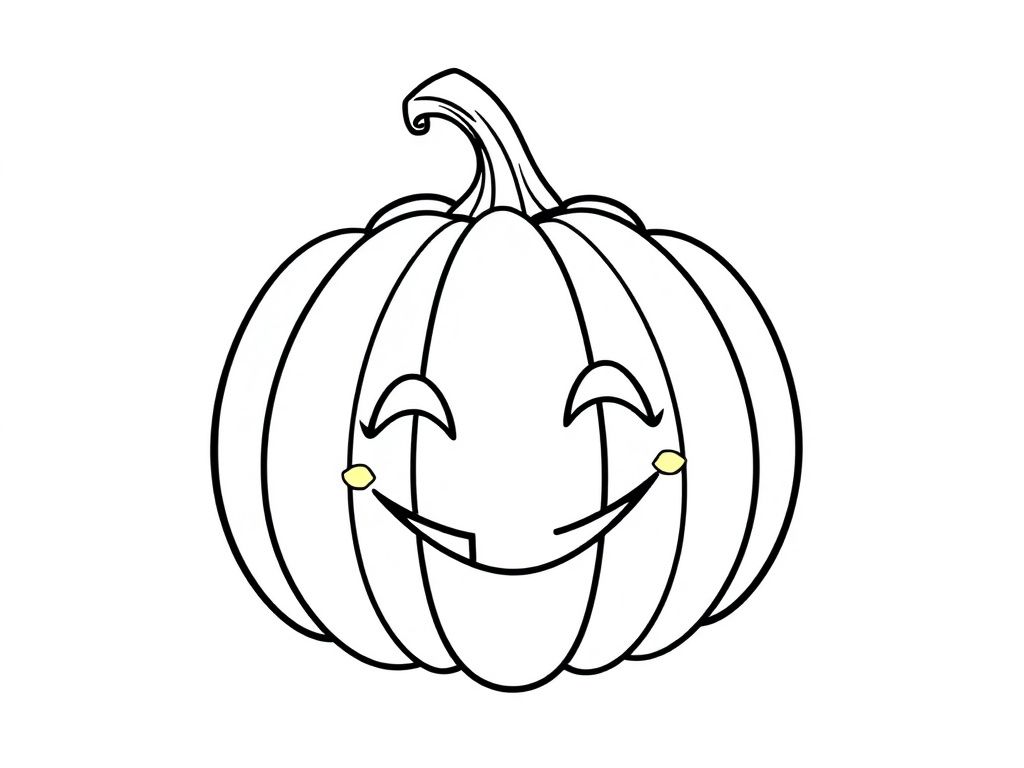 Smiling Pumpkin Coloring Page - Free Printable Coloring Page