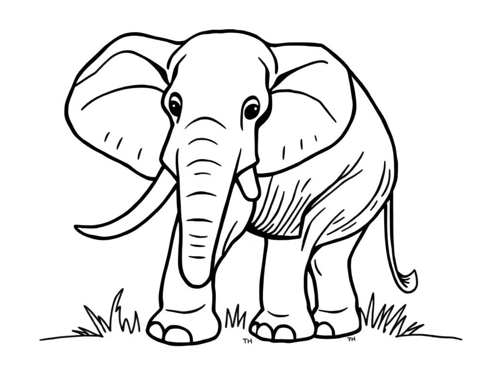 Cute Elephant Coloring Page - Free Printable Coloring Page