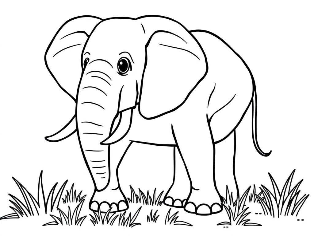 Cute Elephant Coloring Page - Free Printable Coloring Page