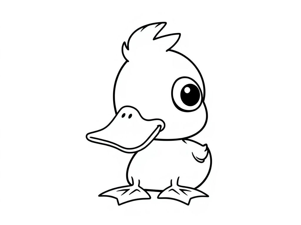 Cute Duck Coloring Page - Free Printable Coloring Page