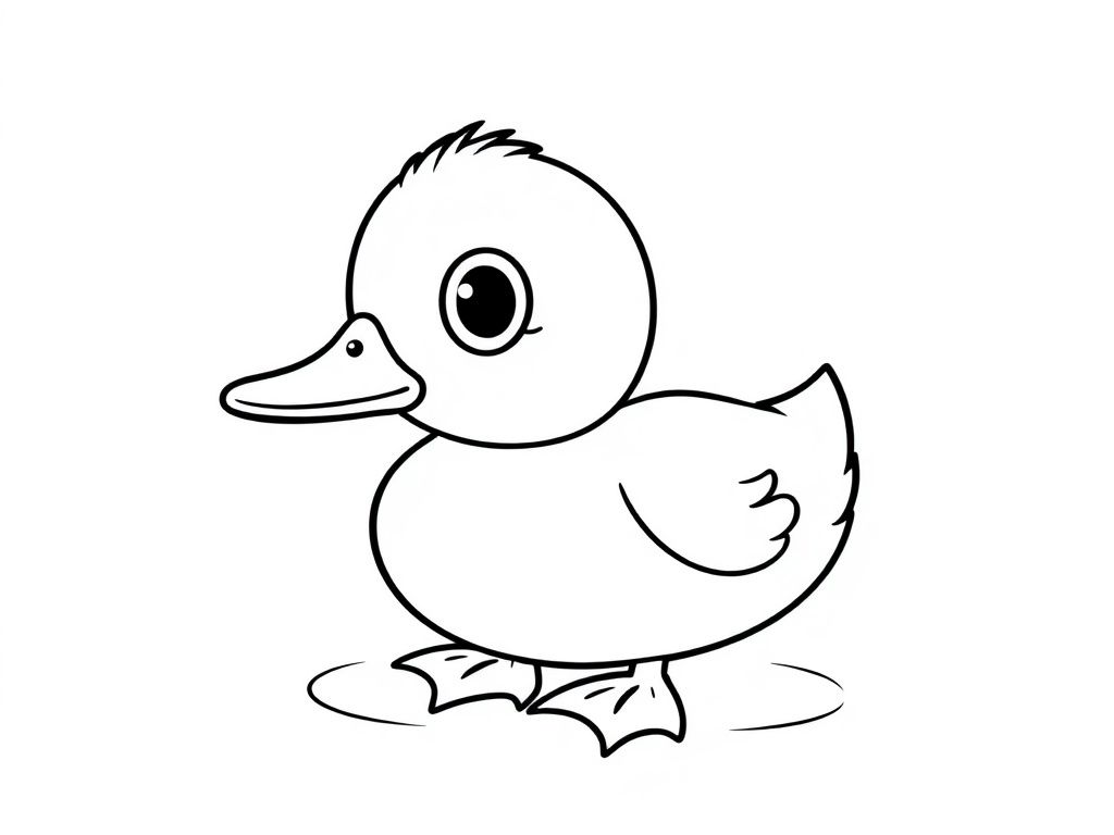 Cute Duckling Coloring Page - Free Printable Coloring Page