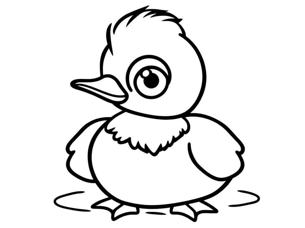 Cute Duckling Coloring Page - Free Printable Coloring Page