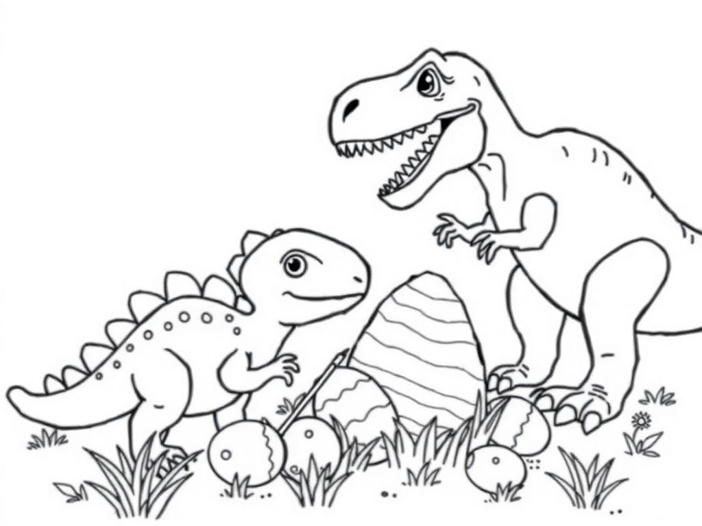 Prehistoric Dinosaurs Coloring Page - Free Printable Coloring Page