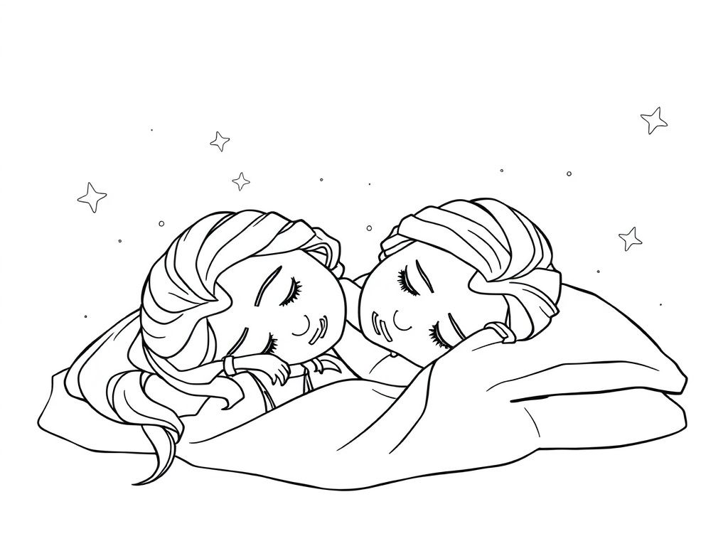 Sleeping Friends Coloring Page - Free Printable Coloring Page