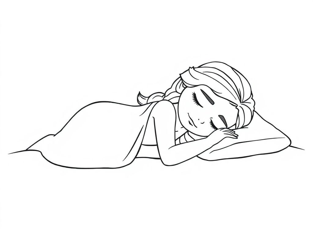 Sleeping Girl Coloring Page - Free Printable Coloring Page