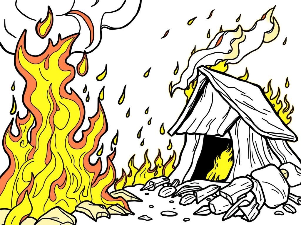 House on Fire Coloring Page - Free Printable Coloring Page