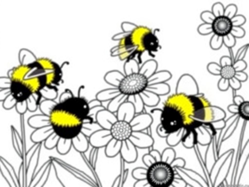 Bees and Butterflies Flowers Insects Coloring Page - Free Printable ...