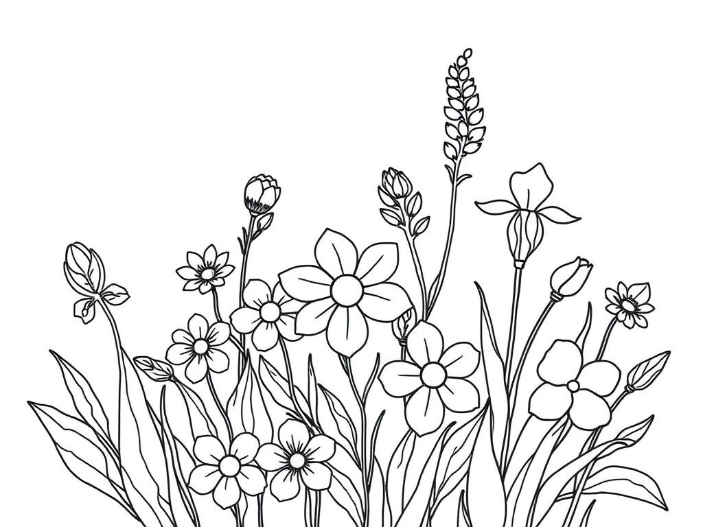 Flower Bouquet Coloring Page - Free Printable Coloring Page