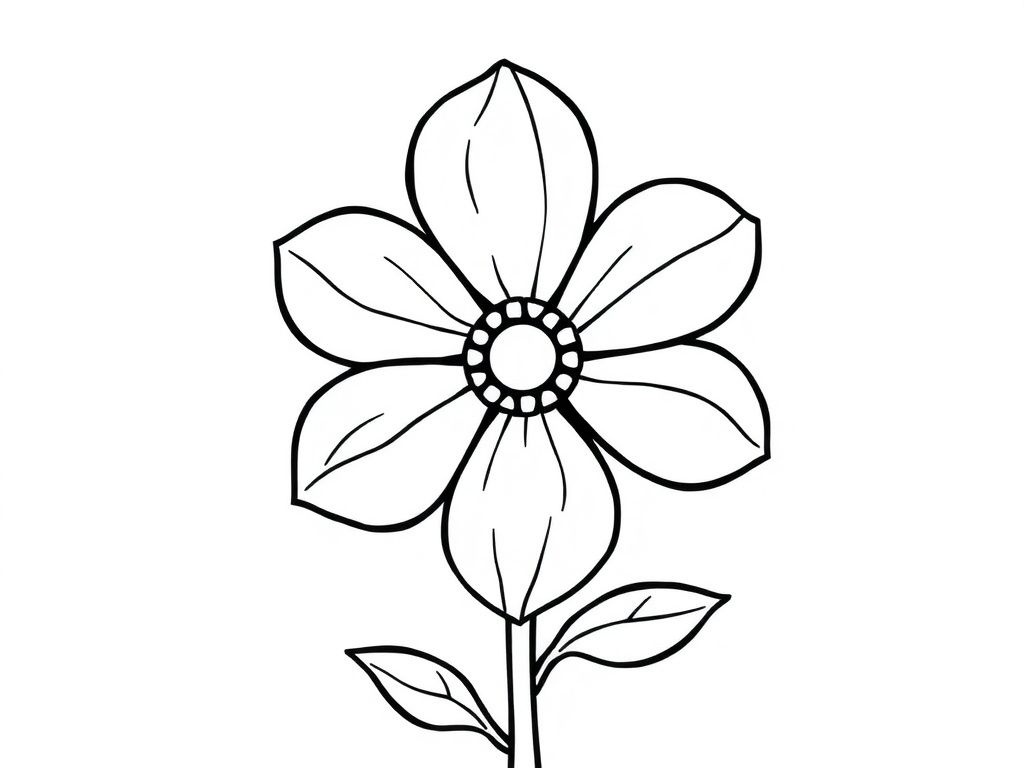 Flower Coloring Page for Kids - Free Printable Coloring Page