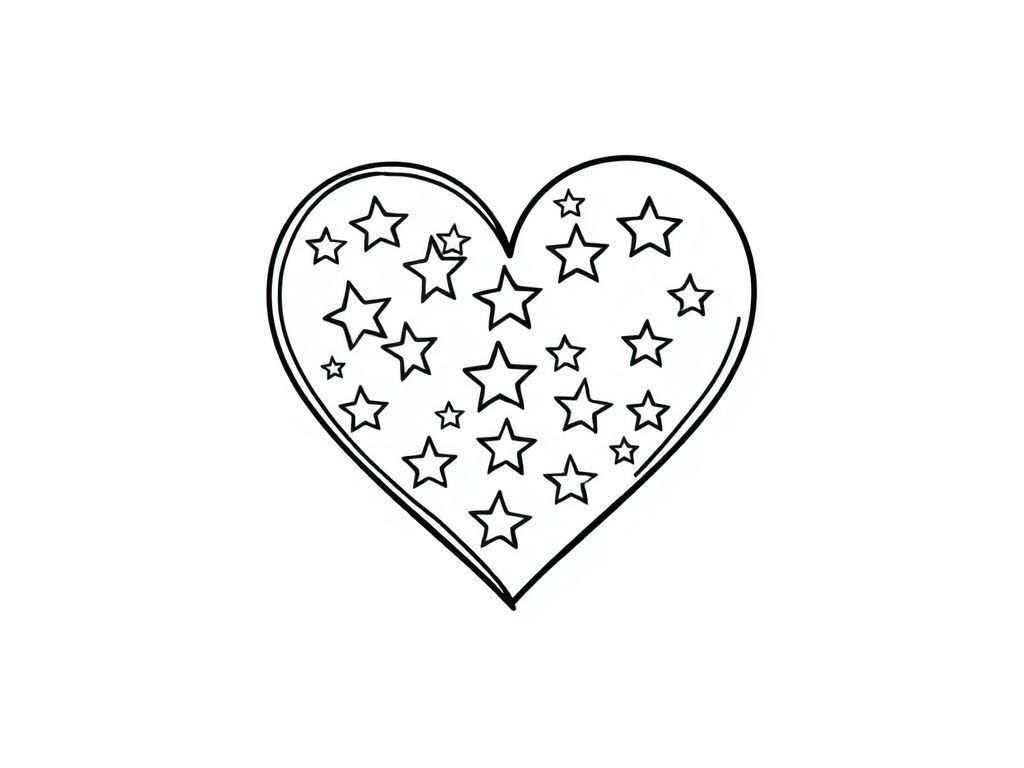 Heart with Stars Coloring Page - Free Printable Coloring Page