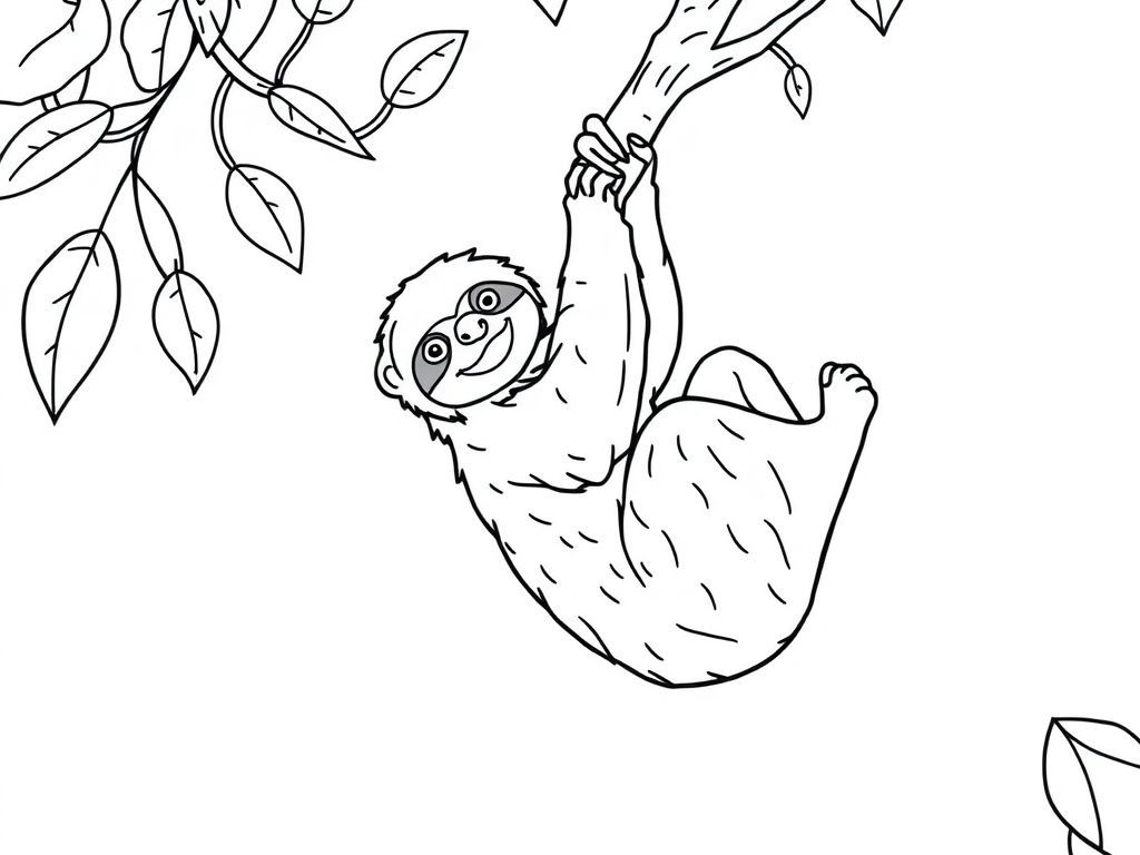Sloth Coloring Page - Free Printable Coloring Page
