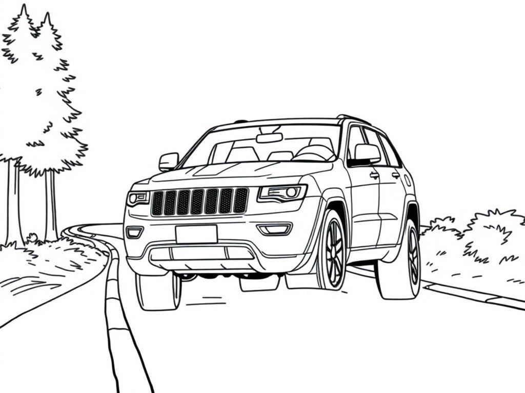 Jeep SUV Coloring Page - Free Printable Coloring Page