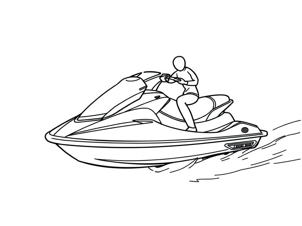 Jet Ski Rider Coloring Page - Free Printable Coloring Page