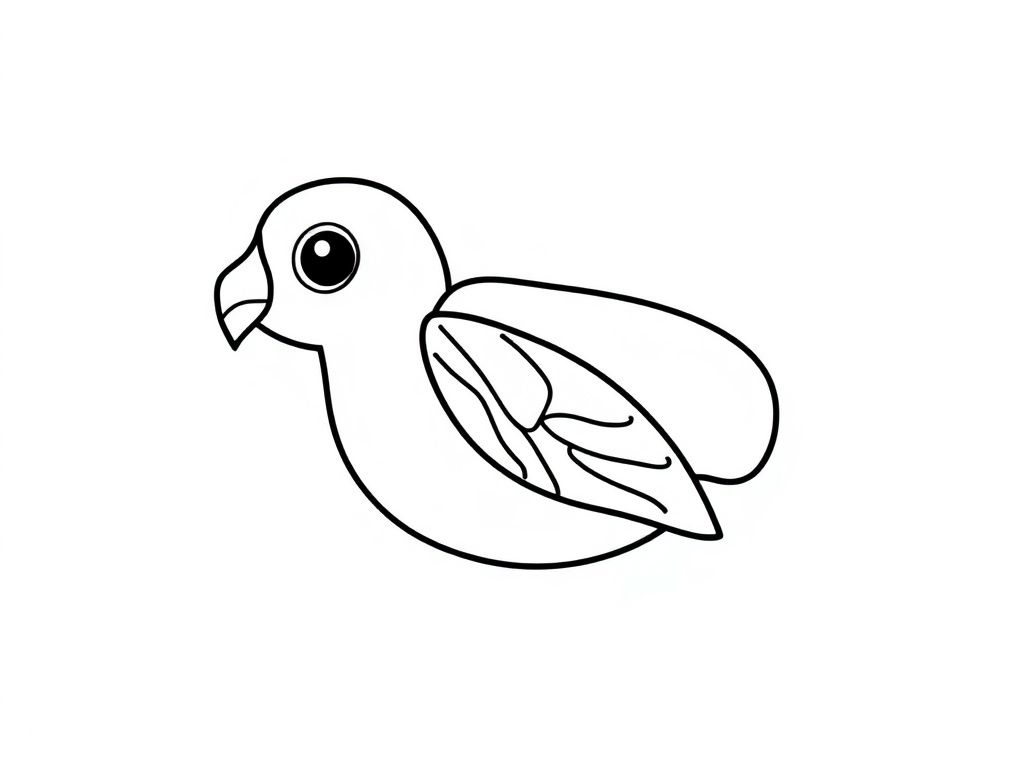 Cute Bird Sitting on Branch Coloring Page - Free Printable Coloring Page