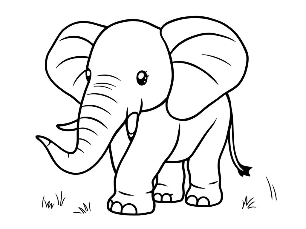 Kleurplaat van een olifant met een kleurpotlood - Free Printable ...