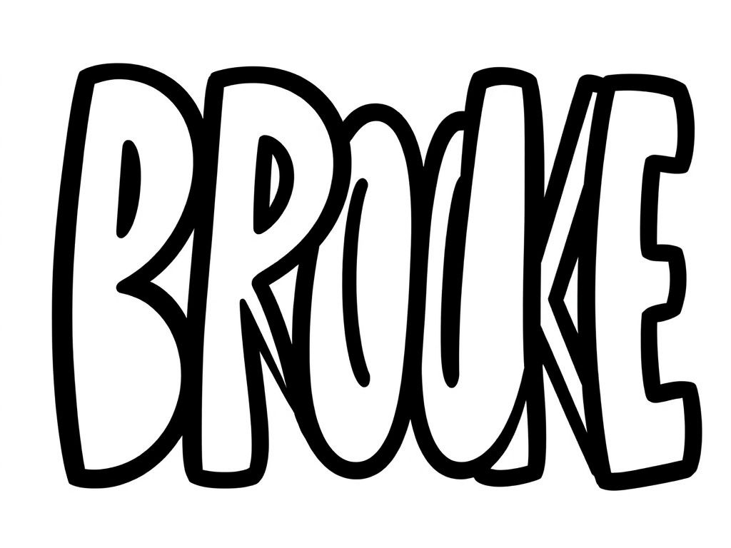 Fun 'BROKE' Coloring Page for Kids - Free Printable Coloring Page