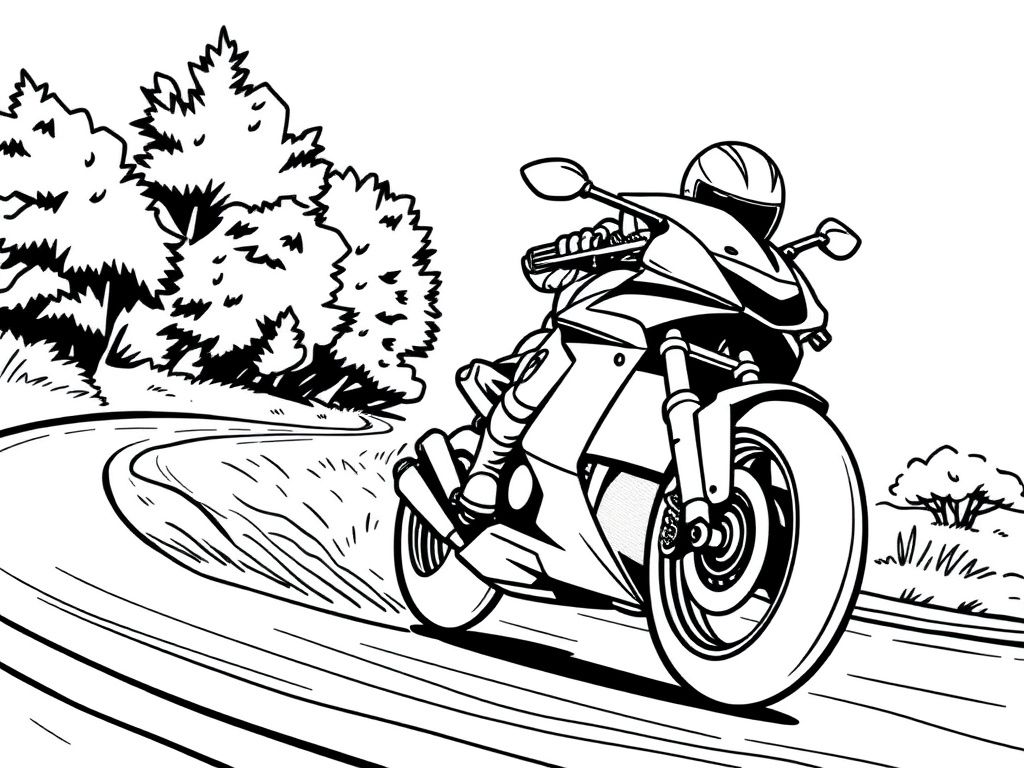 Boy Riding Motorcycle Coloring Page - Free Printable Coloring Page